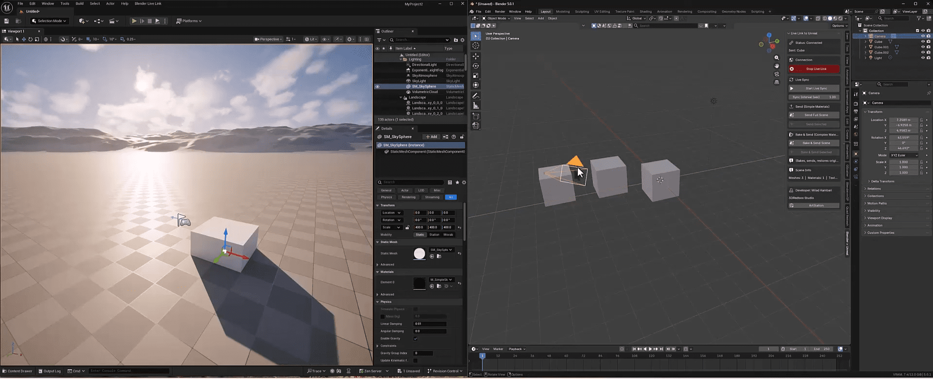 Real-time Blender to Unreal Live Link - DIGITAL PRODUCTION